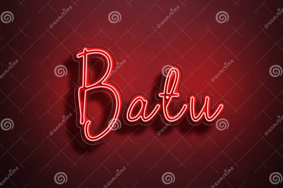 Red Neon Style Text Effect of Name Batu on Red Background Stock Photo ...