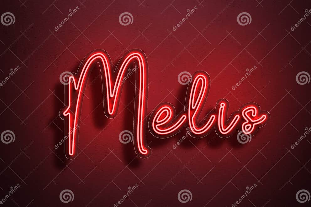 Red Neon Style Text Effect of Name Melis on Red Background Stock Photo ...