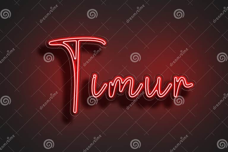 Red Neon Style Text Effect of Name Timur on Red Background Stock Photo ...