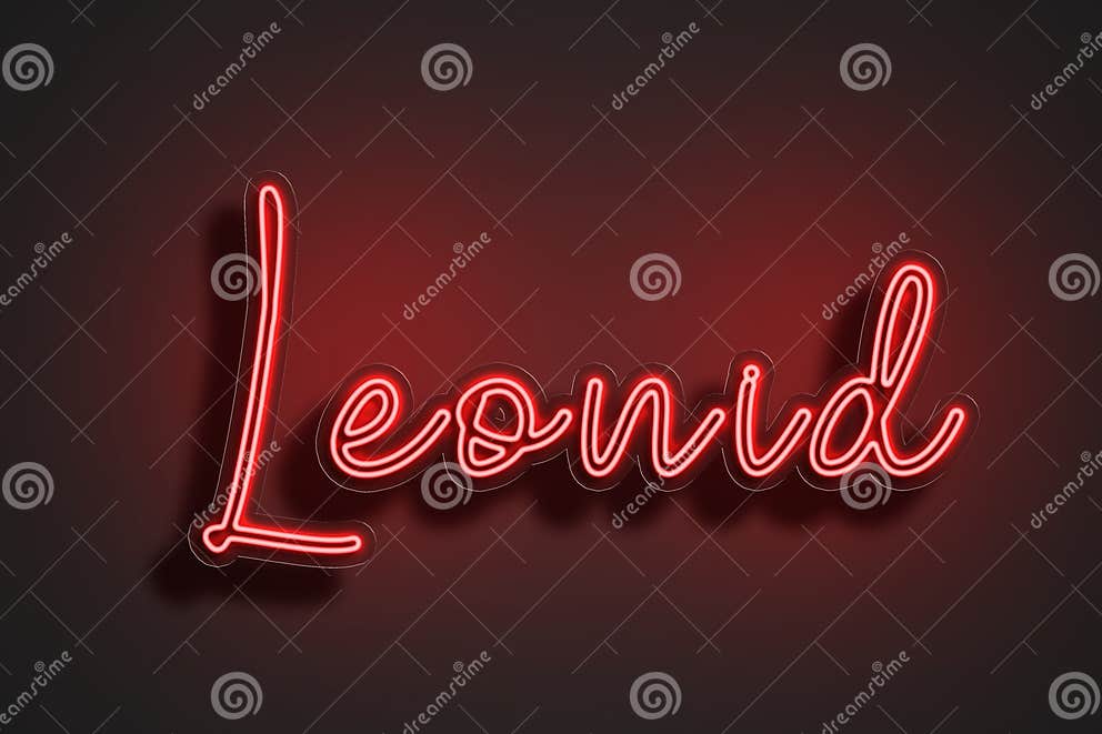 Red Neon Style Text Effect of Name Leonid on Red Background Stock Photo ...