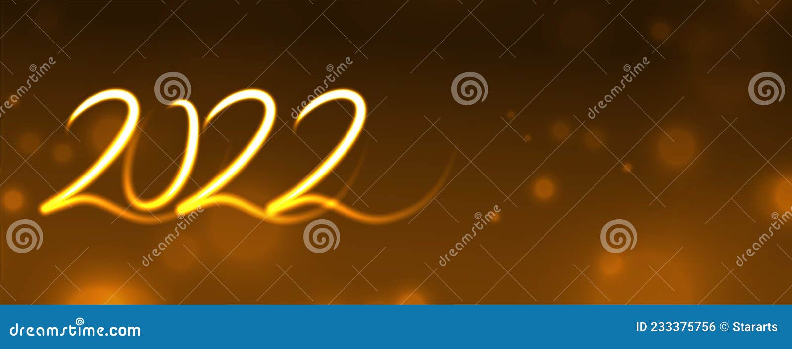 2022 Neon Style New Year Bokeh Brown Banner Design Stock Vector ...