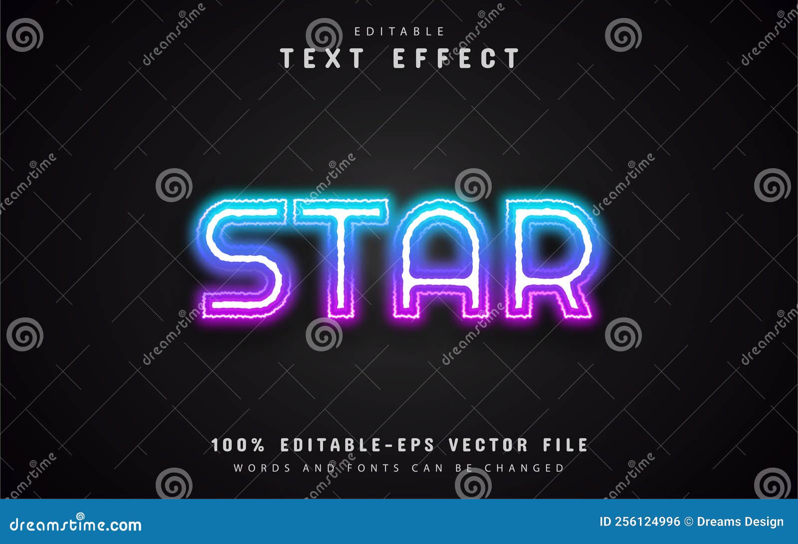 Neon style text effect stock vector. Illustration of element - 256124996