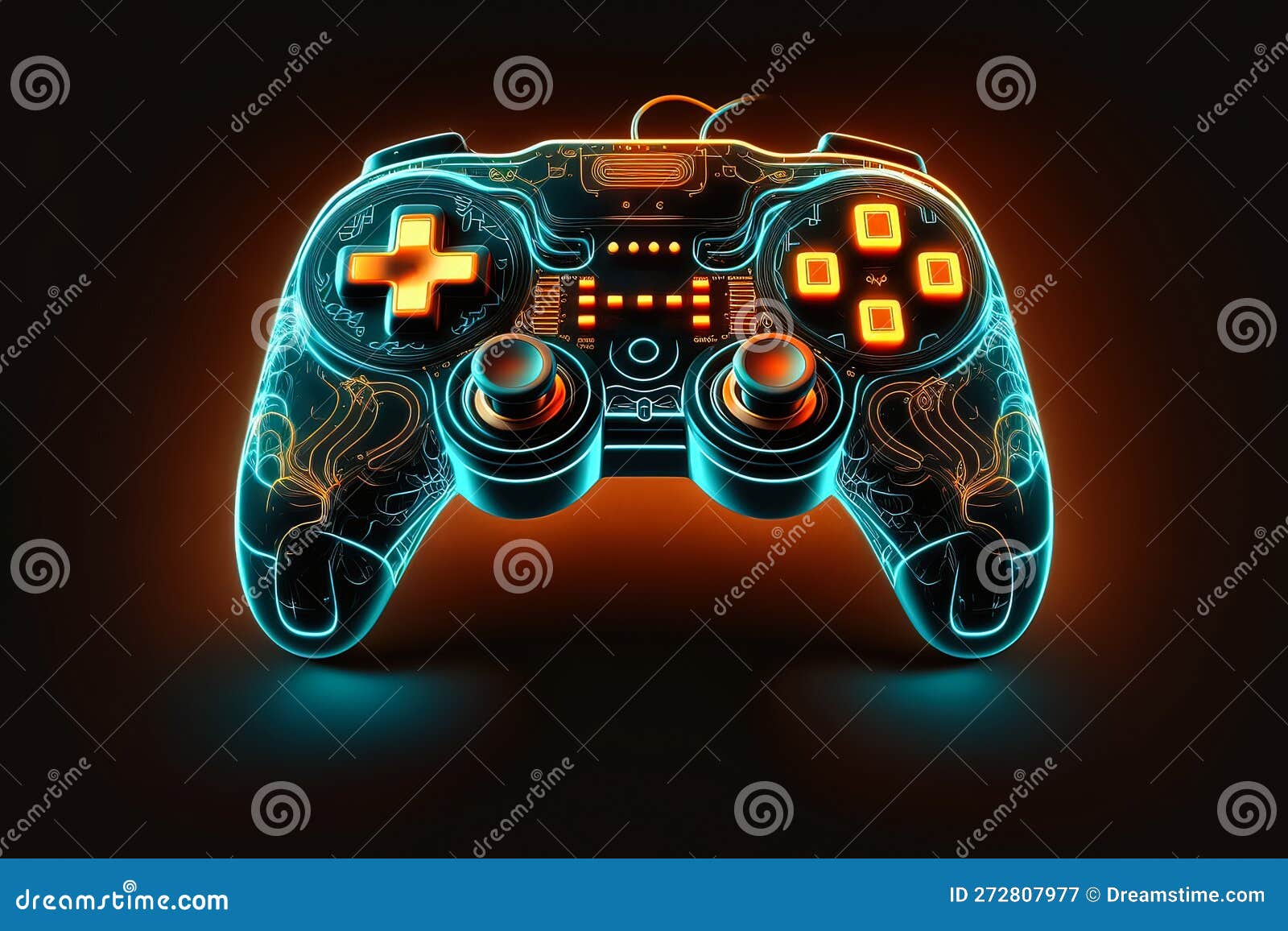 Neon-stylized Gamepad In A Unique Design. Future Of Gaming. Console ...