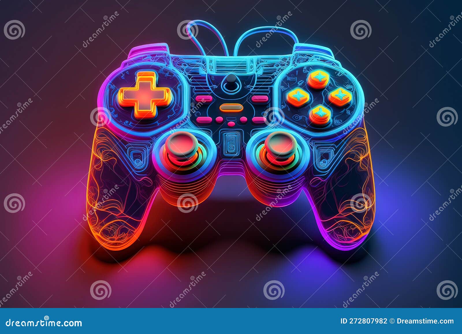 Neon-stylized Gamepad in a Unique Design. Future of Gaming. Console ...