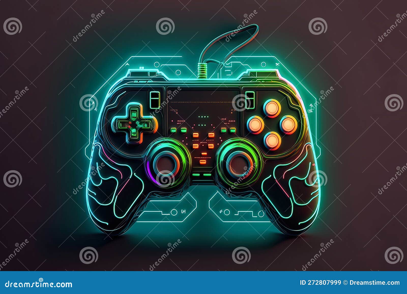 Neon-stylized Gamepad In A Unique Design. Future Of Gaming. Console ...