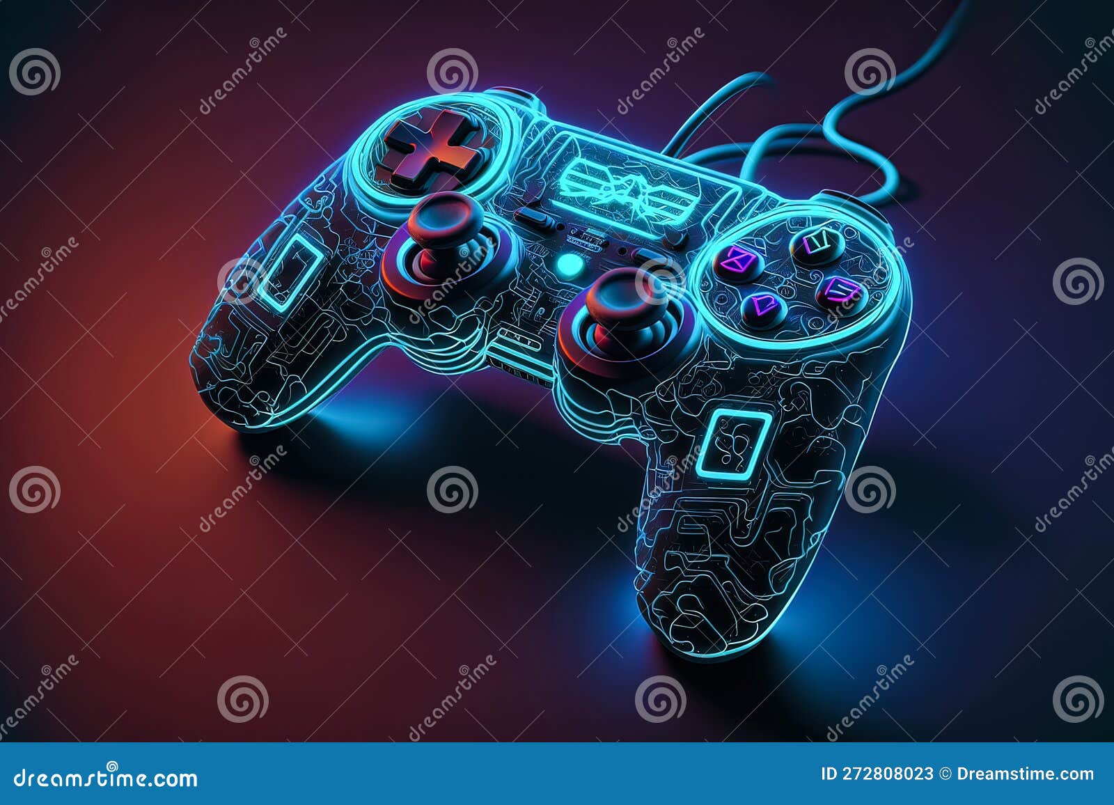 Neon-stylized Gamepad In A Unique Design. Future Of Gaming. Console ...
