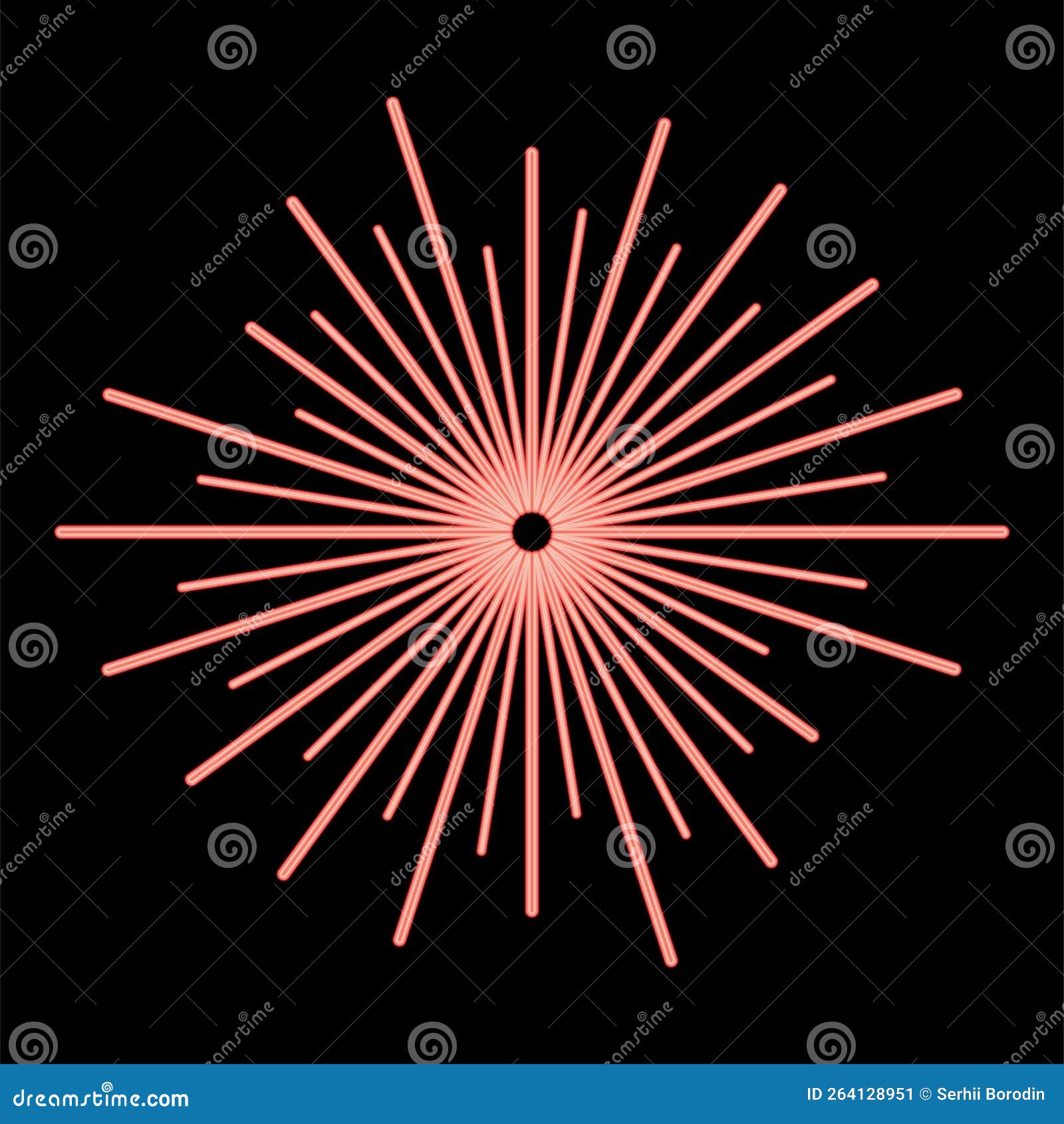 Neon Sun Rays Sunbeam Concept Red Color Vector Illustration Image Flat ...
