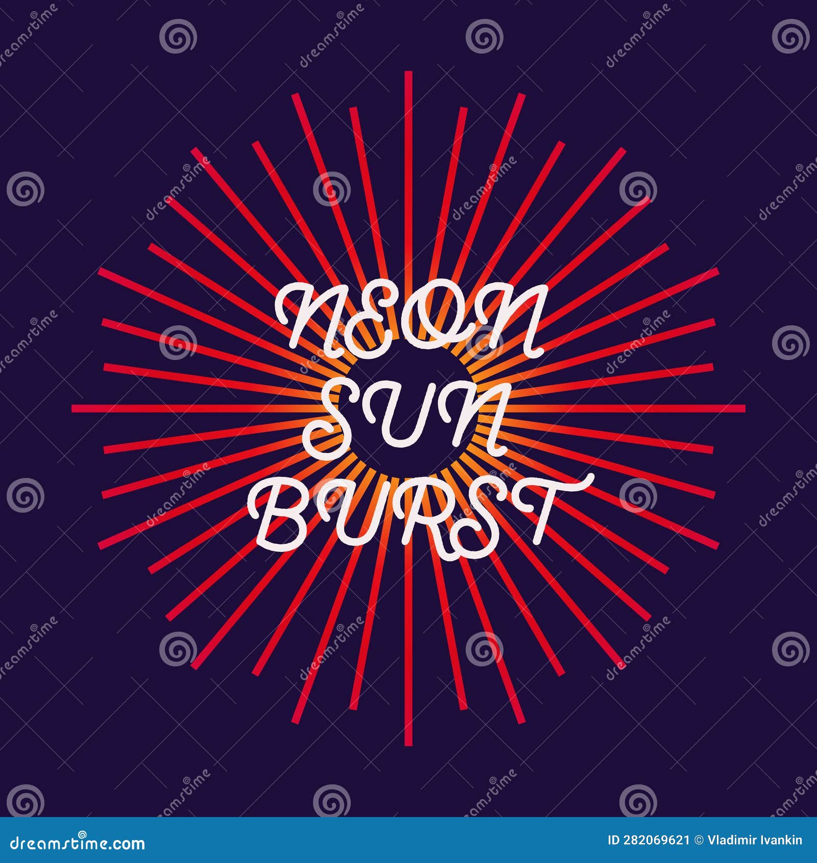 Neon Sunburst. Firework Explosion, Star, Rays of Light Stock Vector ...