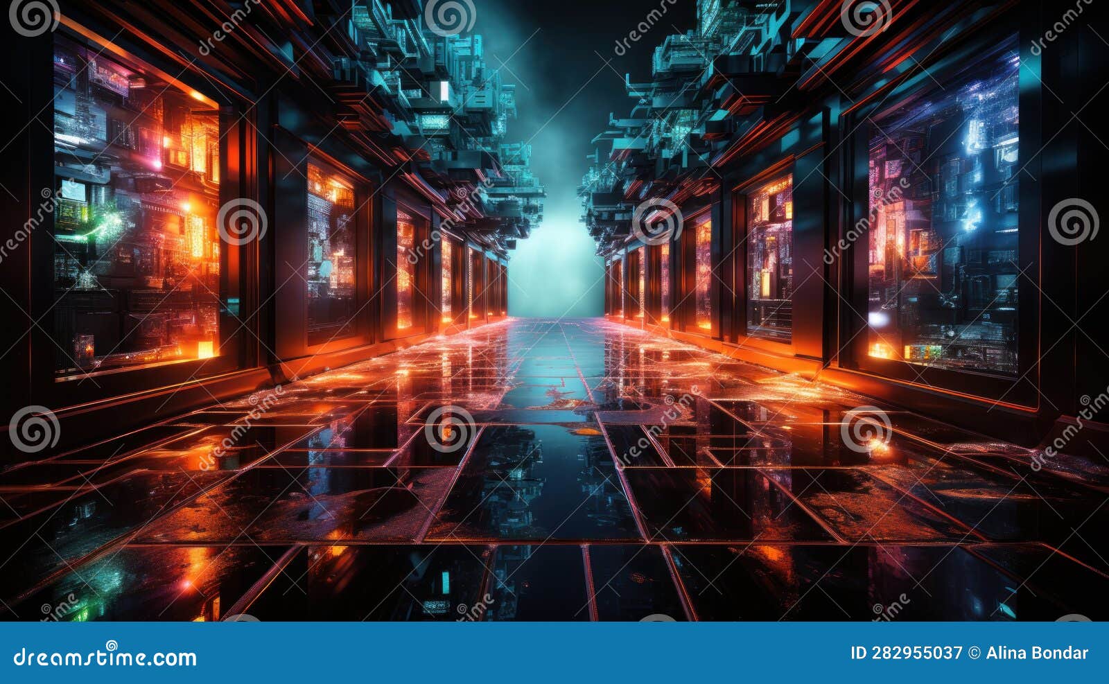 Neon Supercomputer Glow. Created with Generative AI Stock Illustration ...