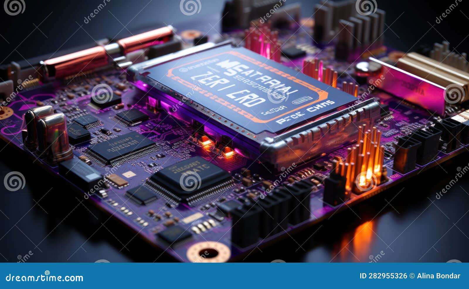 Neon Supercomputer Glow. Created with Generative AI Stock Illustration ...