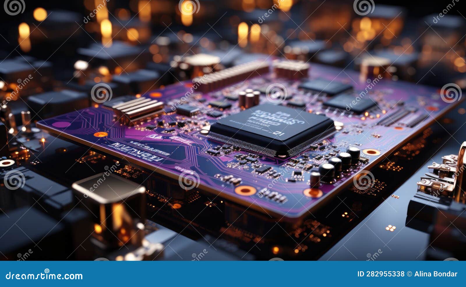 Neon Supercomputer Glow. Created with Generative AI Stock Illustration ...