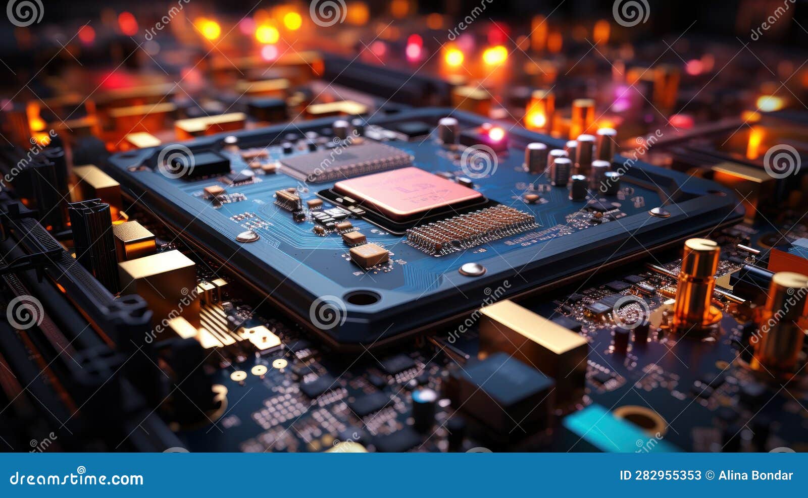 Neon Supercomputer Glow. Created with Generative AI Stock Illustration ...