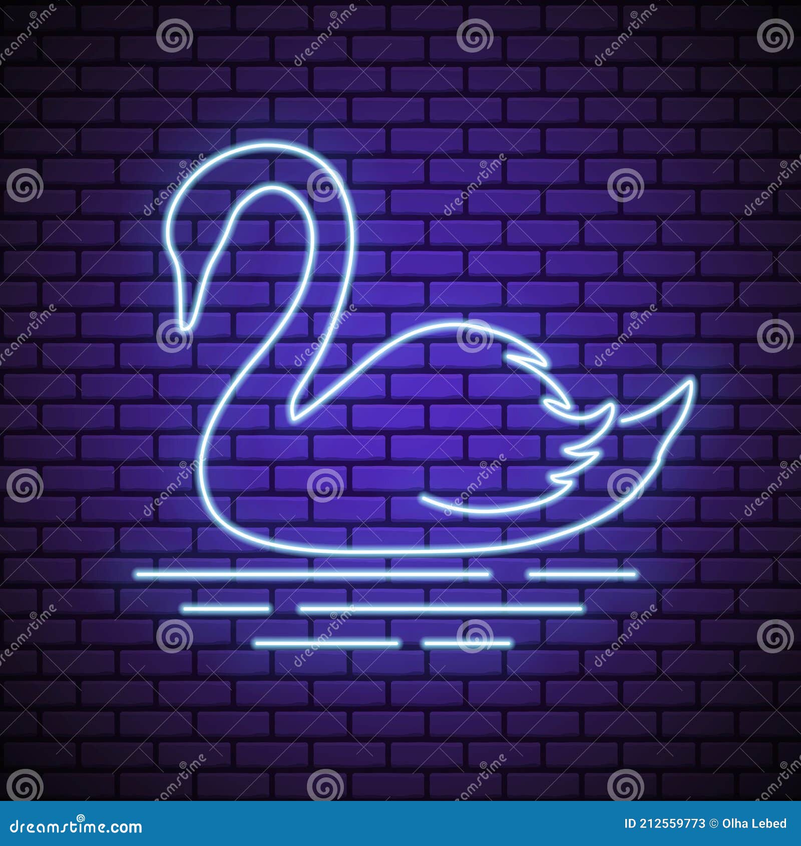 Blue Neon Swan on Break Wall Stock Vector - Illustration of neon ...