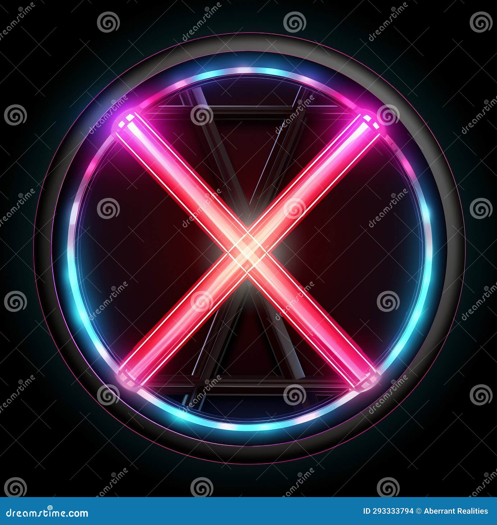 A Neon X Symbol on a Black Background Stock Illustration - Illustration ...