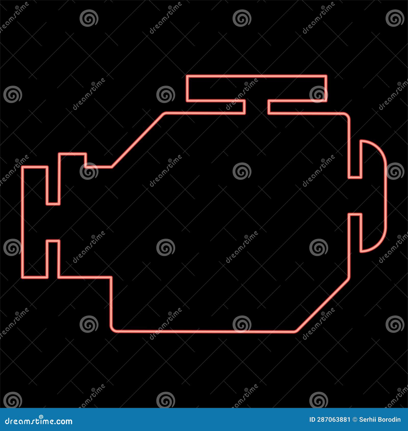 Neon Symbol Engine Car Red Color Vector Illustration Image Flat Style ...