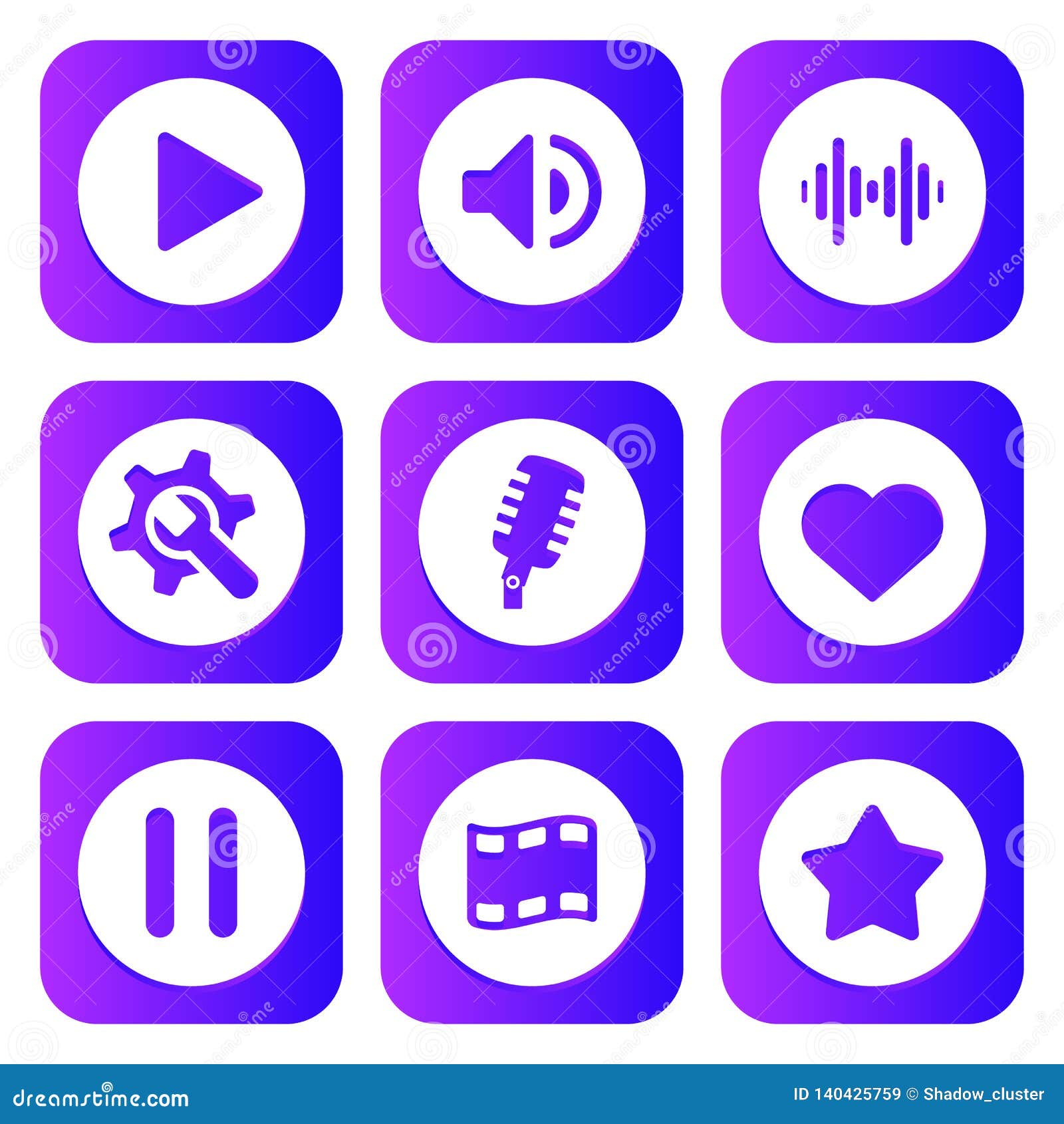 Neon Synthwave Retro 80s Style Multimedia Icons Stock Vector ...