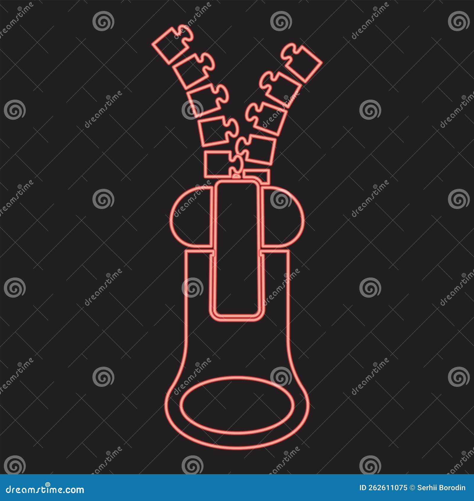 Neon Tailor Zipper Red Color Vector Illustration Image Flat Style Stock ...