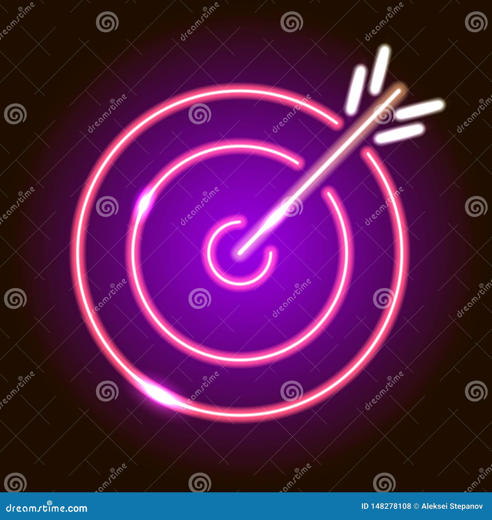 Neon Target with Arrow Concept Icon Isolated Stock Illustration ...