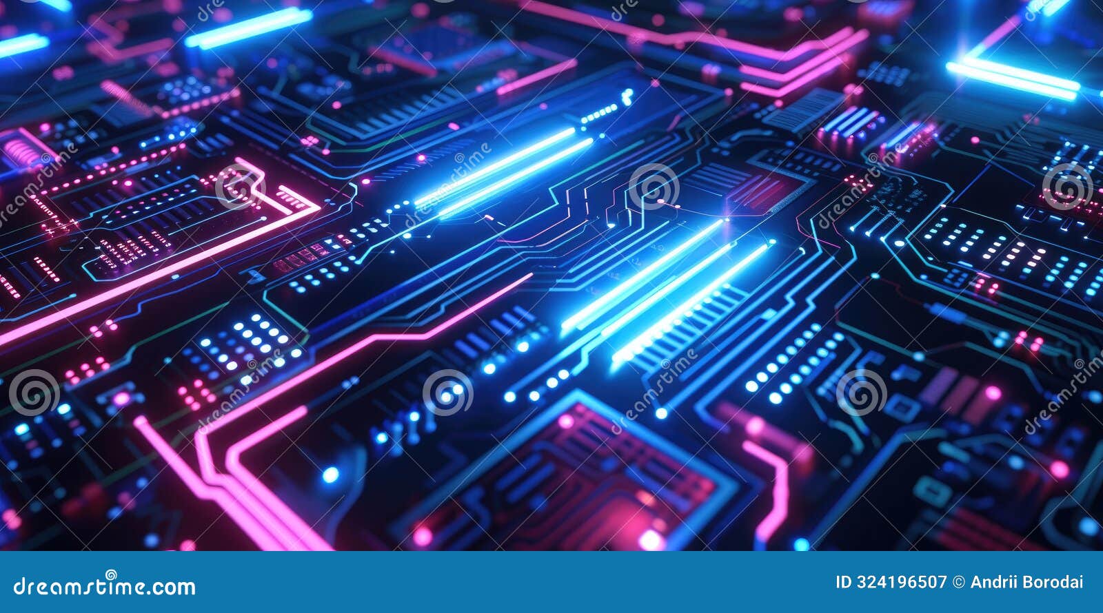 Neon Tech: Digital Art Display Frame. Stock Illustration - Illustration ...