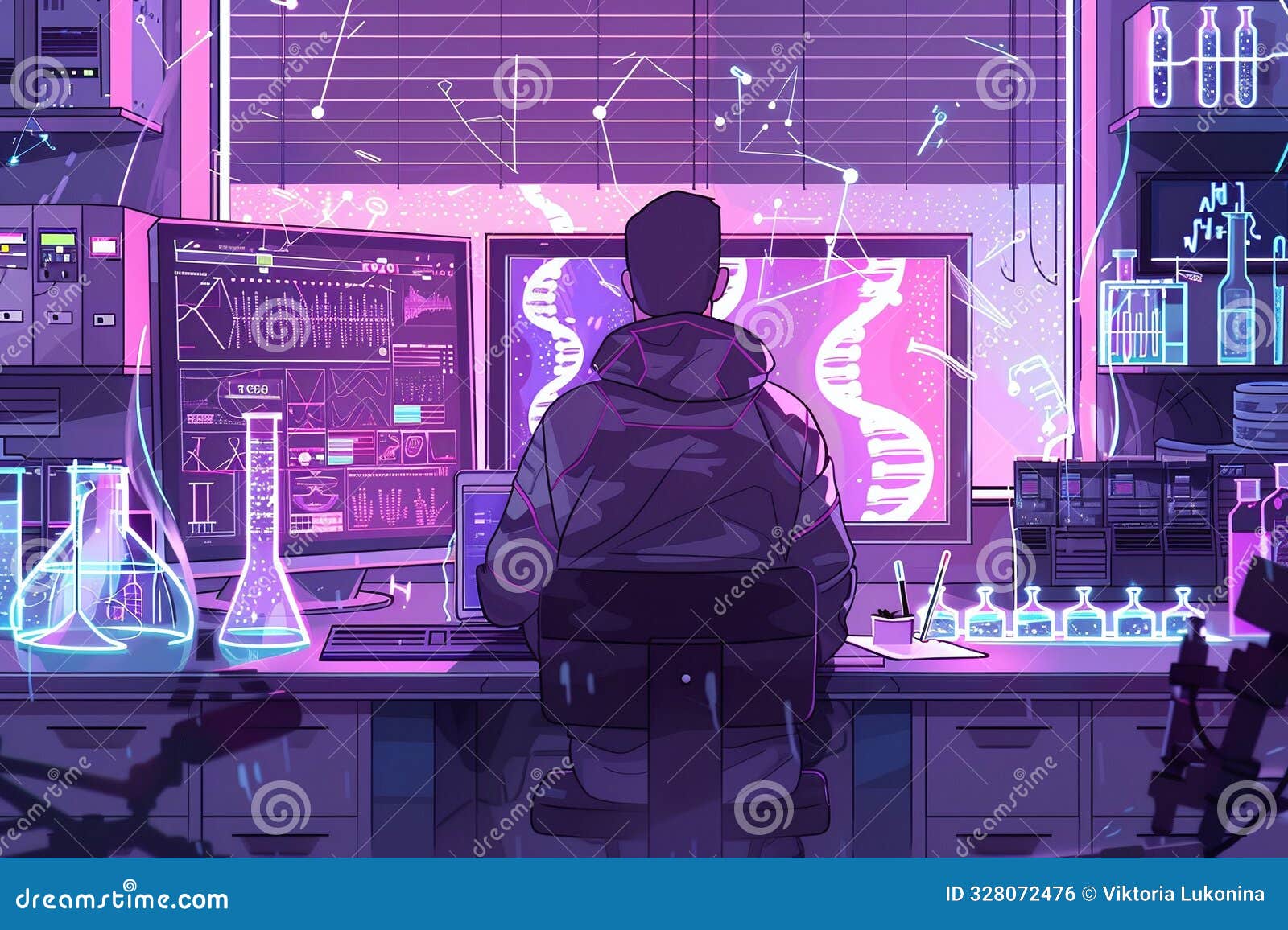 Neon Tech Lab Concept Art stock photo. Image of selfquantification ...