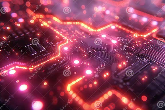 Neon Tech Landscape: Abstract Textures Meet Circuitry Stock ...