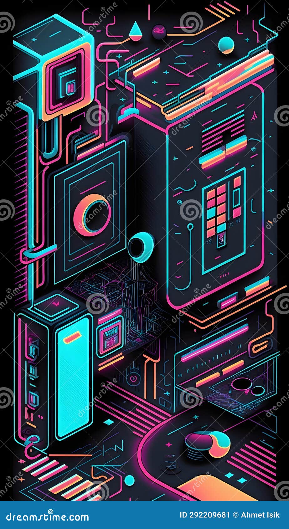 Neon Technology Art stock illustration. Illustration of number - 292209681