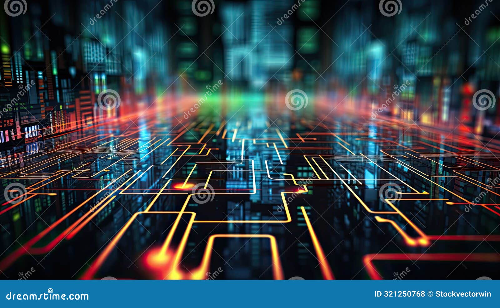 Neon Technology Background. Vector Illustration | CartoonDealer.com ...