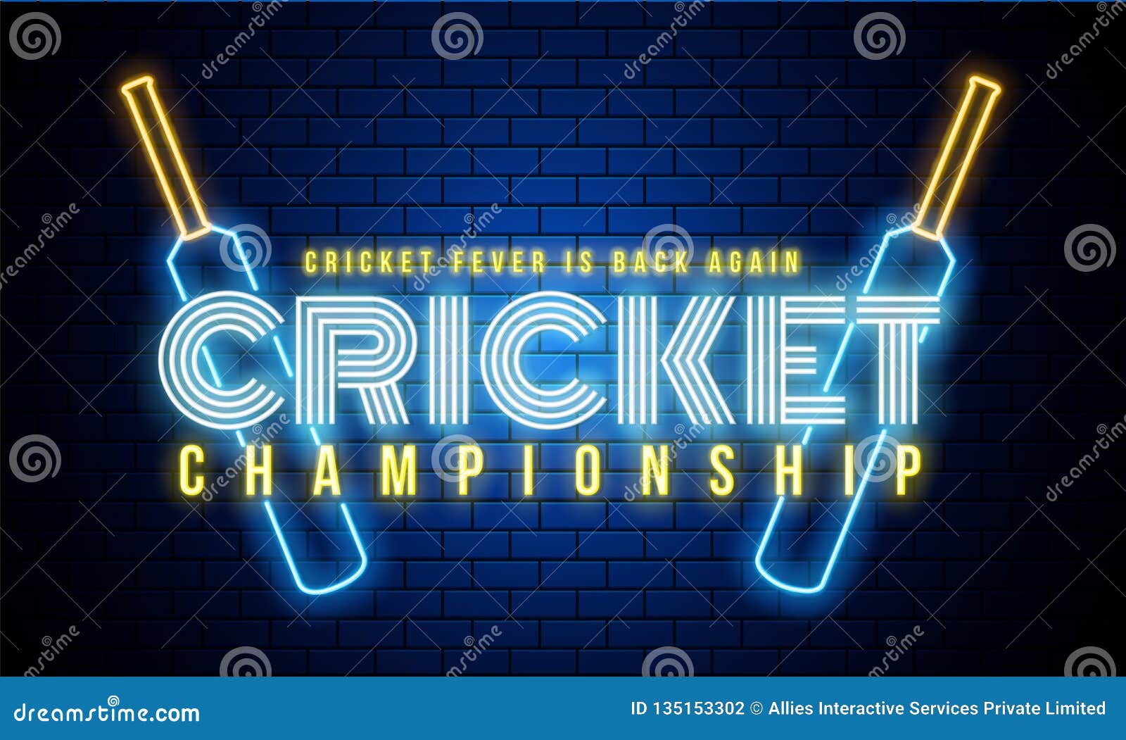 Neon Text Cricket Championship. Stock Illustration - Illustration of ...