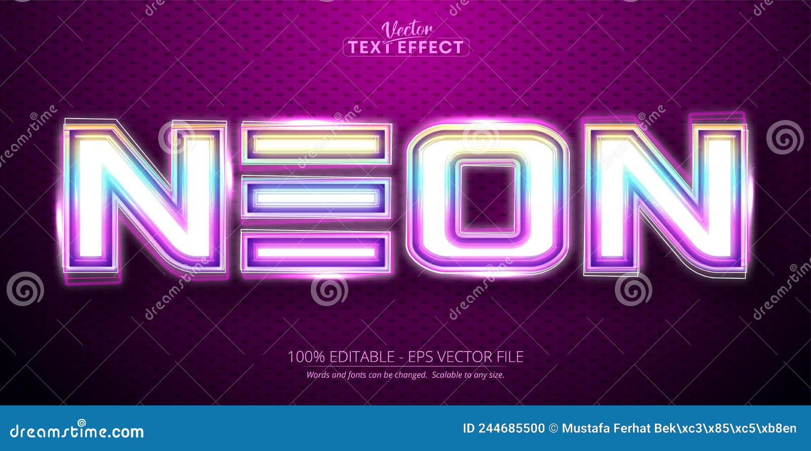 Neon Text Effect, Editable Neon Lights Signage Text Style Stock Vector ...
