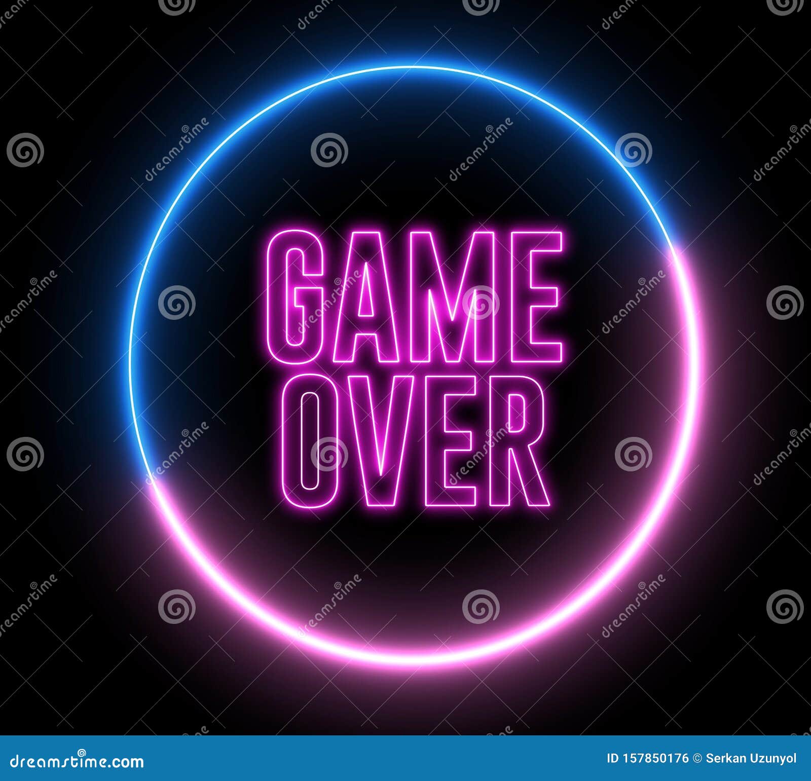 Neon Text of `GAME OVER` Inside Neon, Led Swirling Round Stock ...