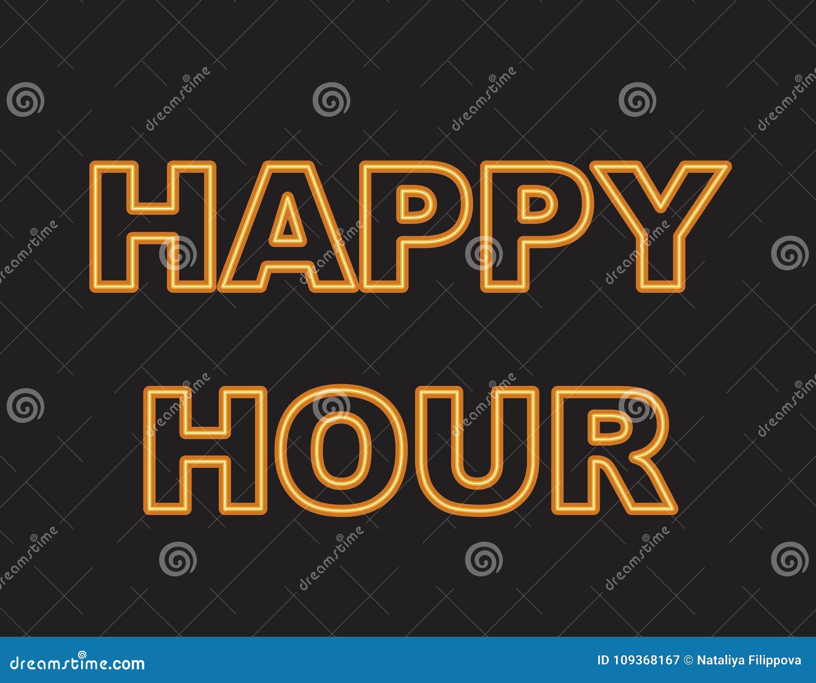 Neon text happy hour stock vector. Illustration of letter - 109368167