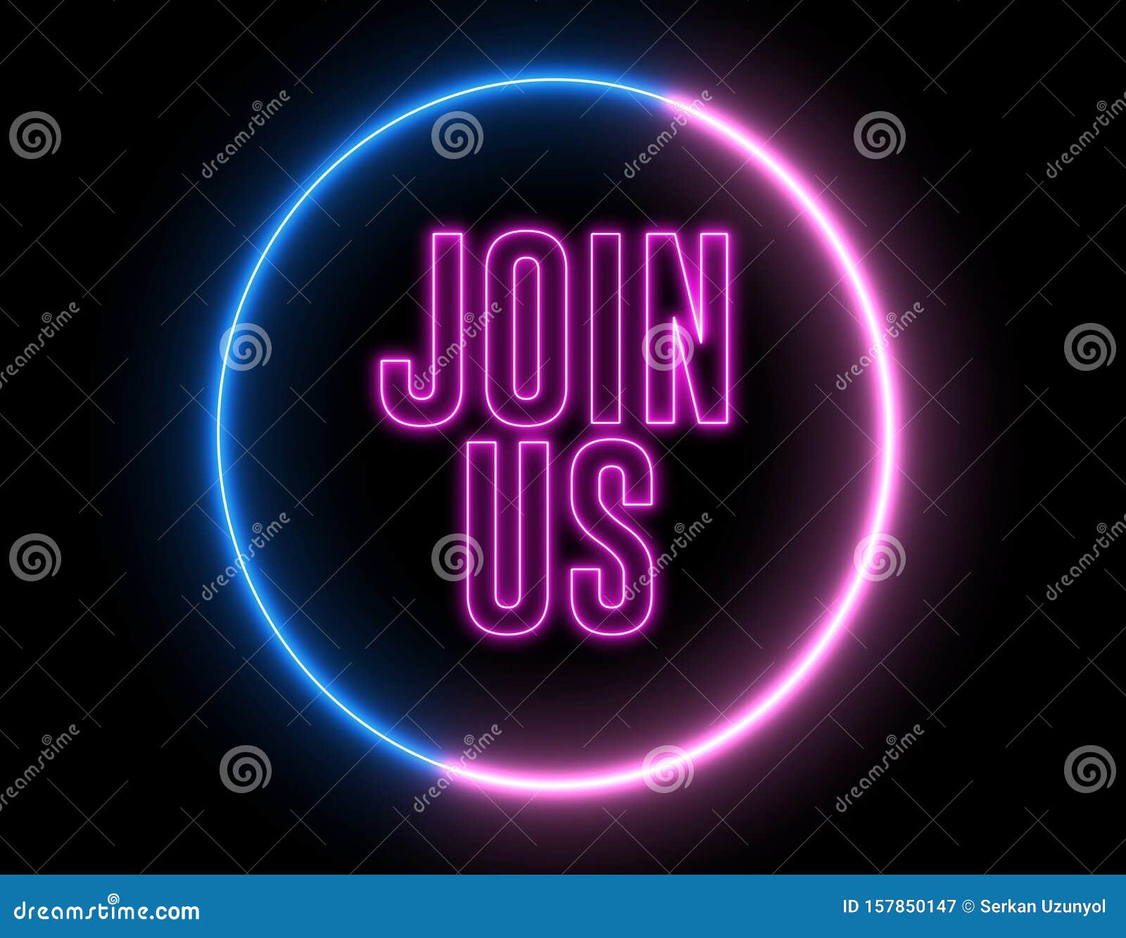 Neon Text of `JOIN US` Inside Neon, Led Swirling Round Stock ...