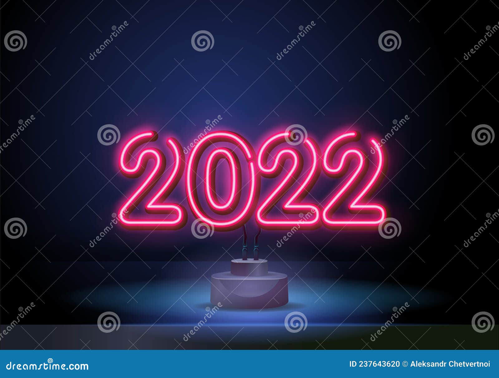 2022 Neon Text. Pink Neon 2022 New Year Design Template. Light Banner ...