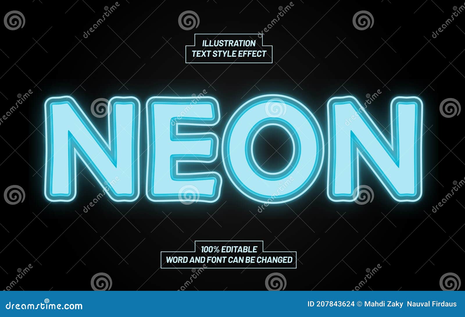 Neon Blue Text Style Effect Stock Vector - Illustration of banner, blue ...