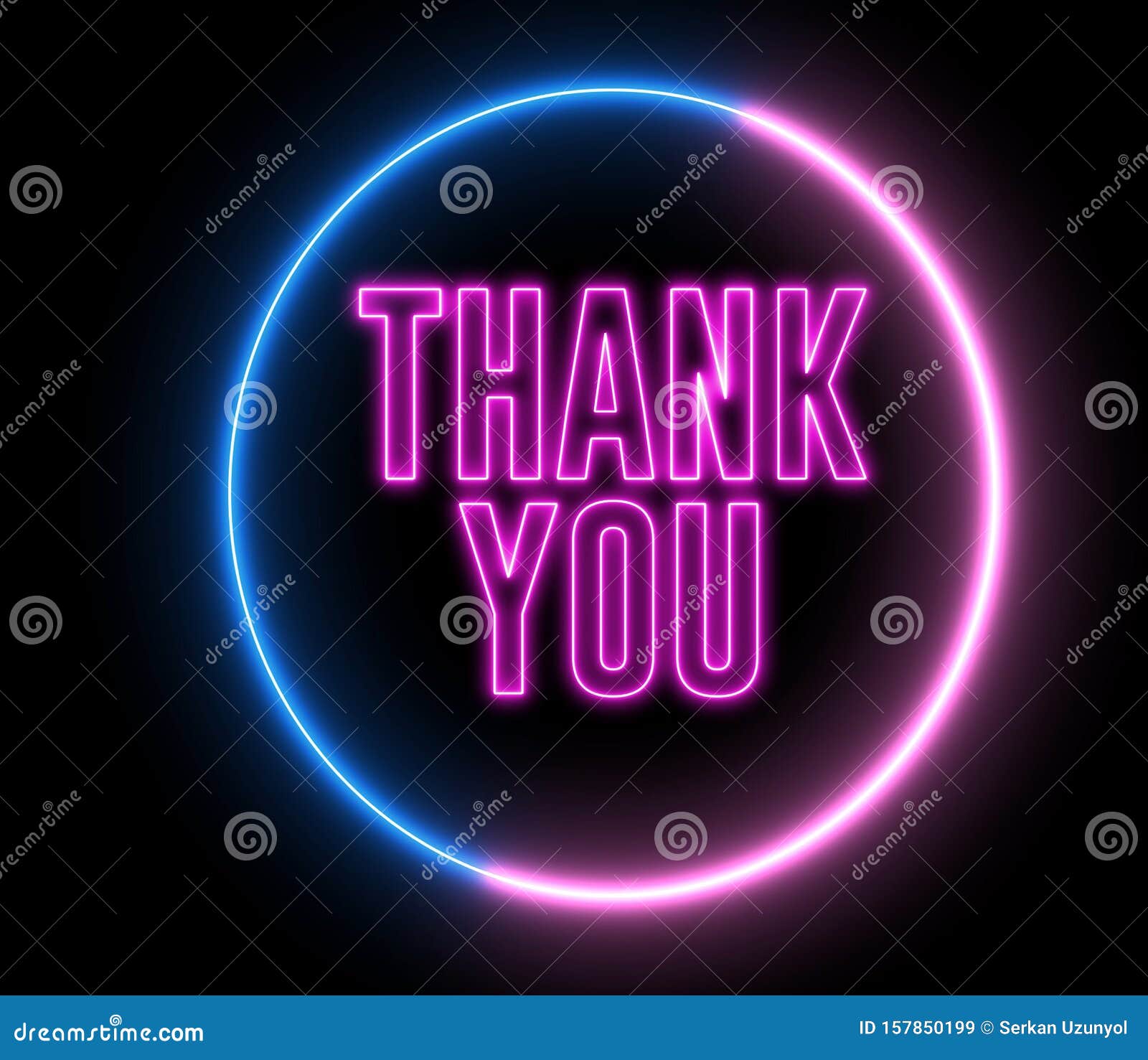 Neon Text of `THANK YOU` Inside Neon, Led Swirling Round Stock ...