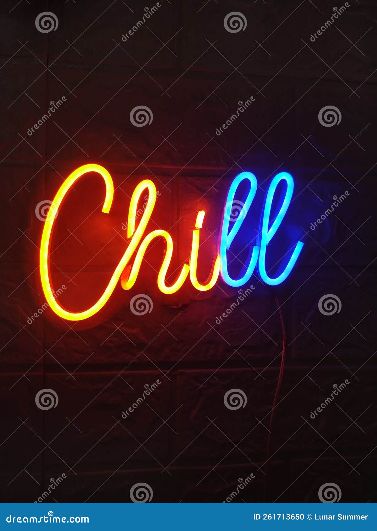 Neon Text Chill, Neon Light Stock Photo - Image of light, chill: 261713650