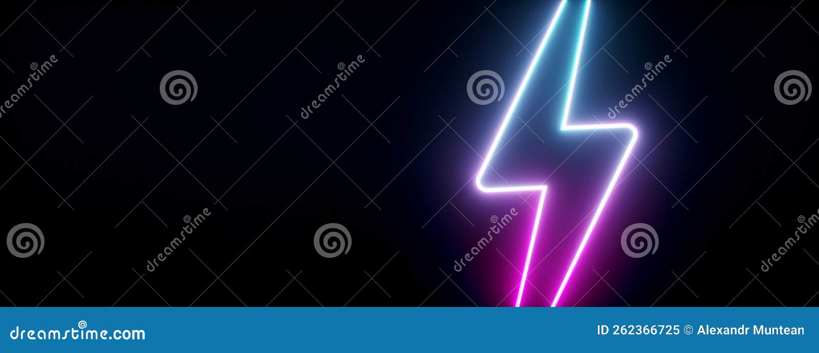 Neon Thunderbolt Panoramic Layout Stock Illustration - Illustration of ...