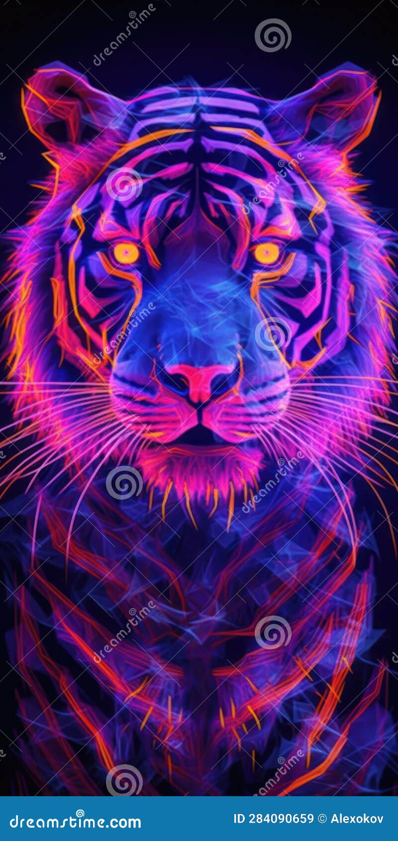 Neon Tiger in Dynamic Composition with Dramatic Lighting AI Generated ...