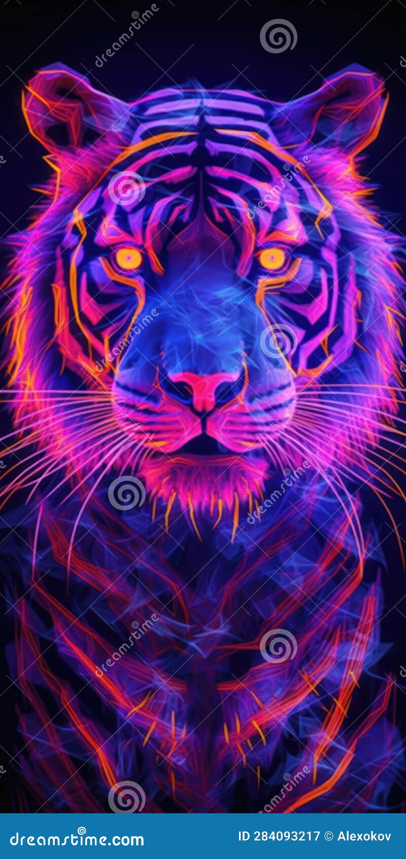 Neon Tiger in Dynamic Composition with Dramatic Lighting AI Generated ...