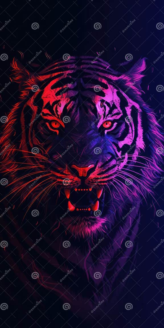 Neon Tiger in Dynamic Composition with Dramatic Lighting AI Generated ...