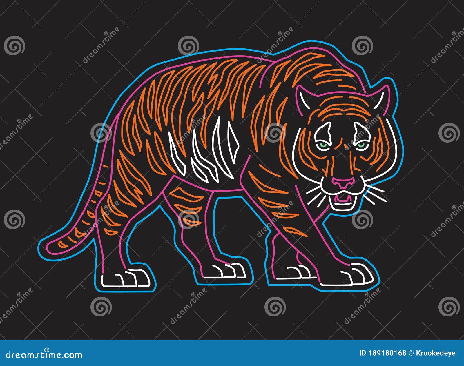 Neon Tiger Vector Illustration. Graphic for T-shirts, Prints and Other ...