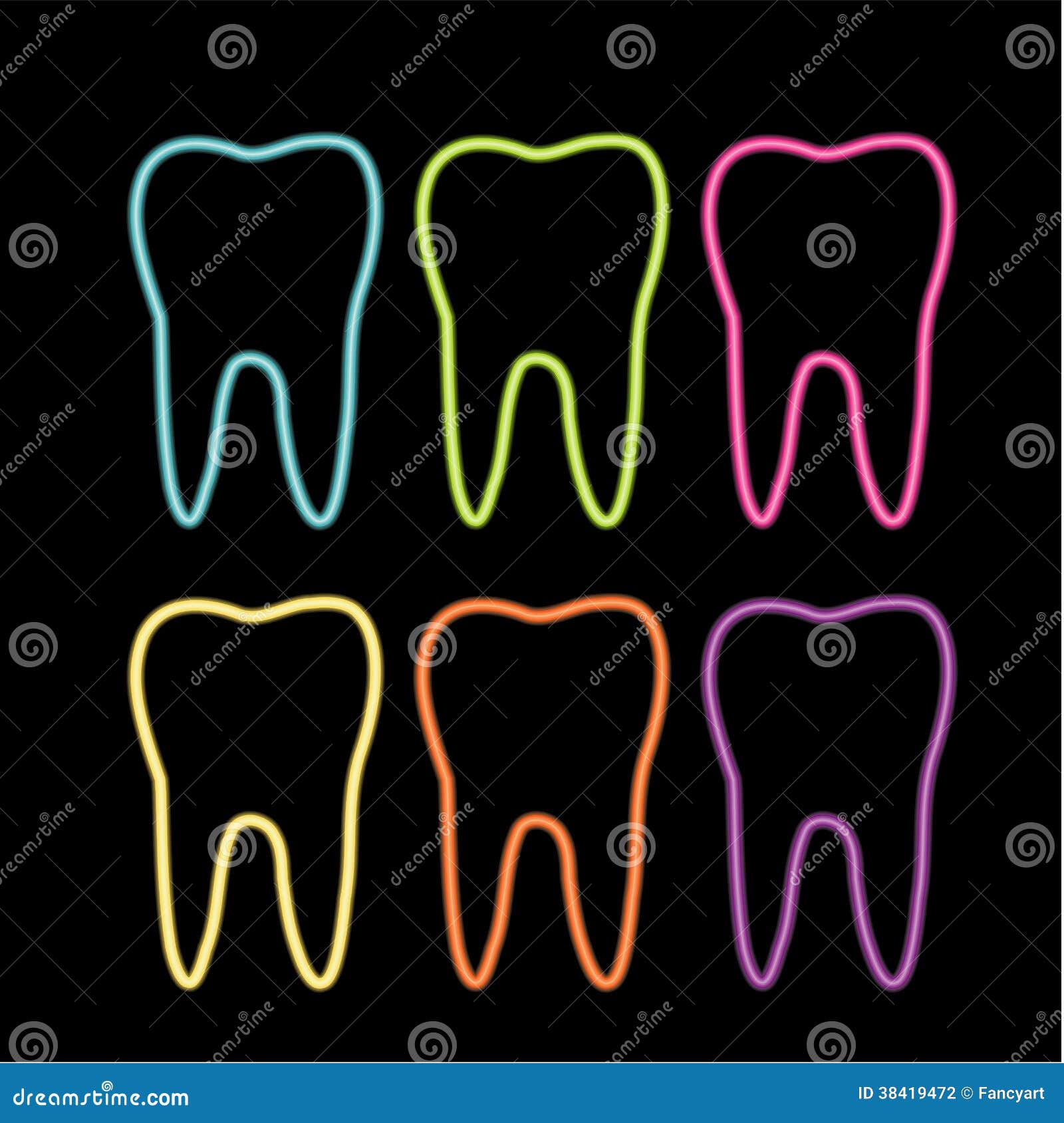 Neon Tooth Graphic for Dentist Stock Vector - Illustration of bacteria ...