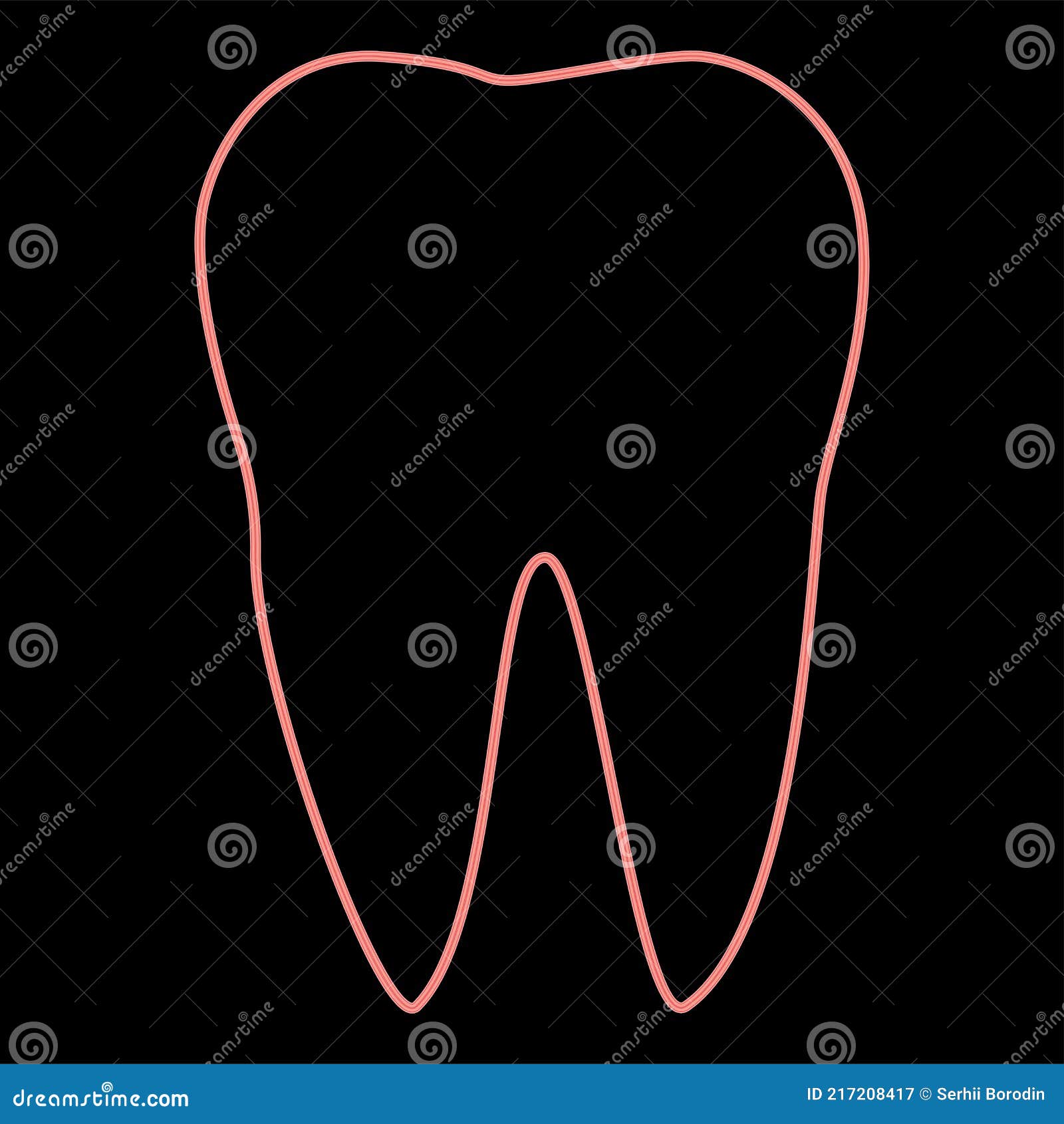 Neon Tooth the Red Color Vector Illustration Flat Style Image Stock ...