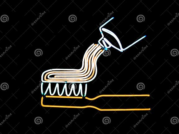 Neon Toothbrush and Toothpaste Stock Photo - Image of brush, clean ...