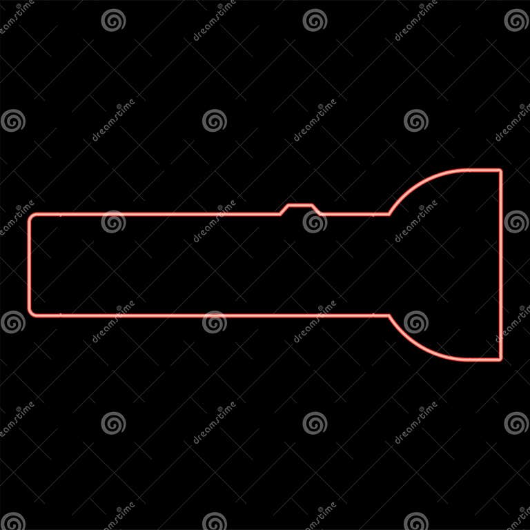 Neon Torch Flashlight Light Device Red Color Vector Illustration Image ...