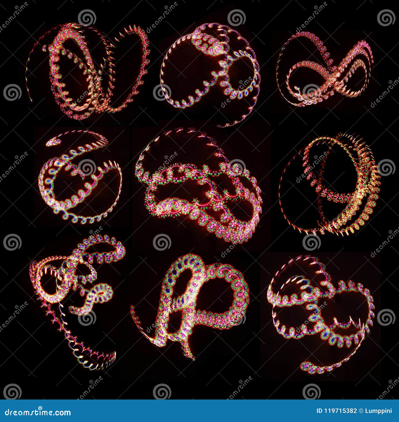 Neon Tracks of the Spiral are Blurred in Motion. Tracks of Color Stock ...