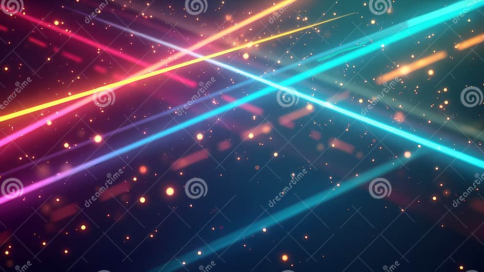 Neon Trails and Bokeh Lights on Gradient Background Stock Illustration ...