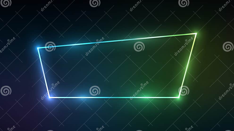 Neon Trapezoid Frame with Shining Effects Stock Vector - Illustration ...