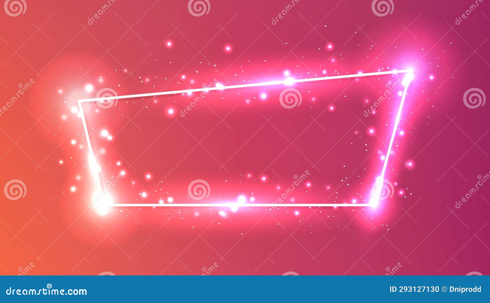 Neon Trapezoid Frame with Shining Effects and Sparkles Stock Vector ...