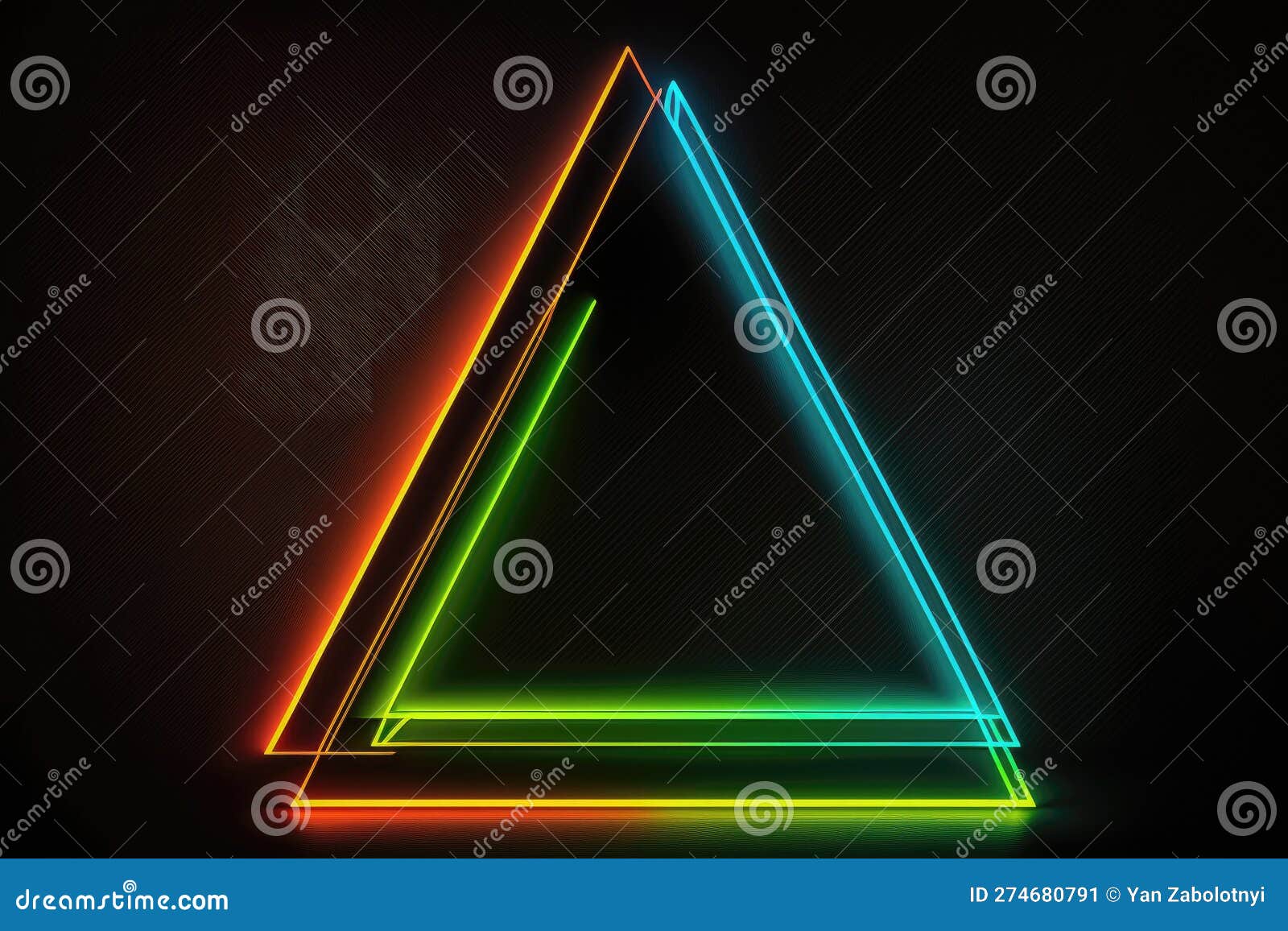 Neon Trapezoid Outline on a Black Background. Generative AI Stock ...